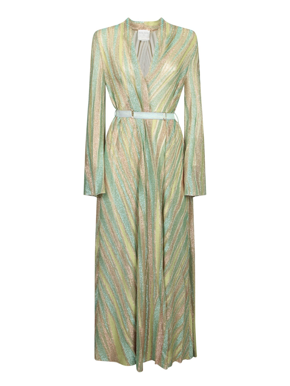 Forte_Forte Lurex Jersey Jacquard Belted Crossed Dress Forte Forte