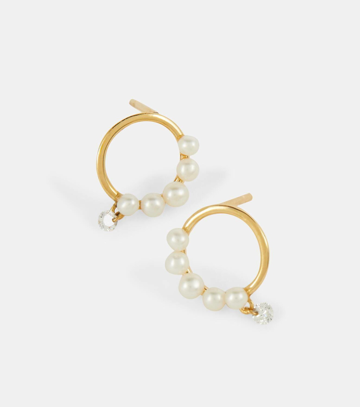 Persée Aphrodite 18kt gold hoop earrings with pearls and diamonds Persee