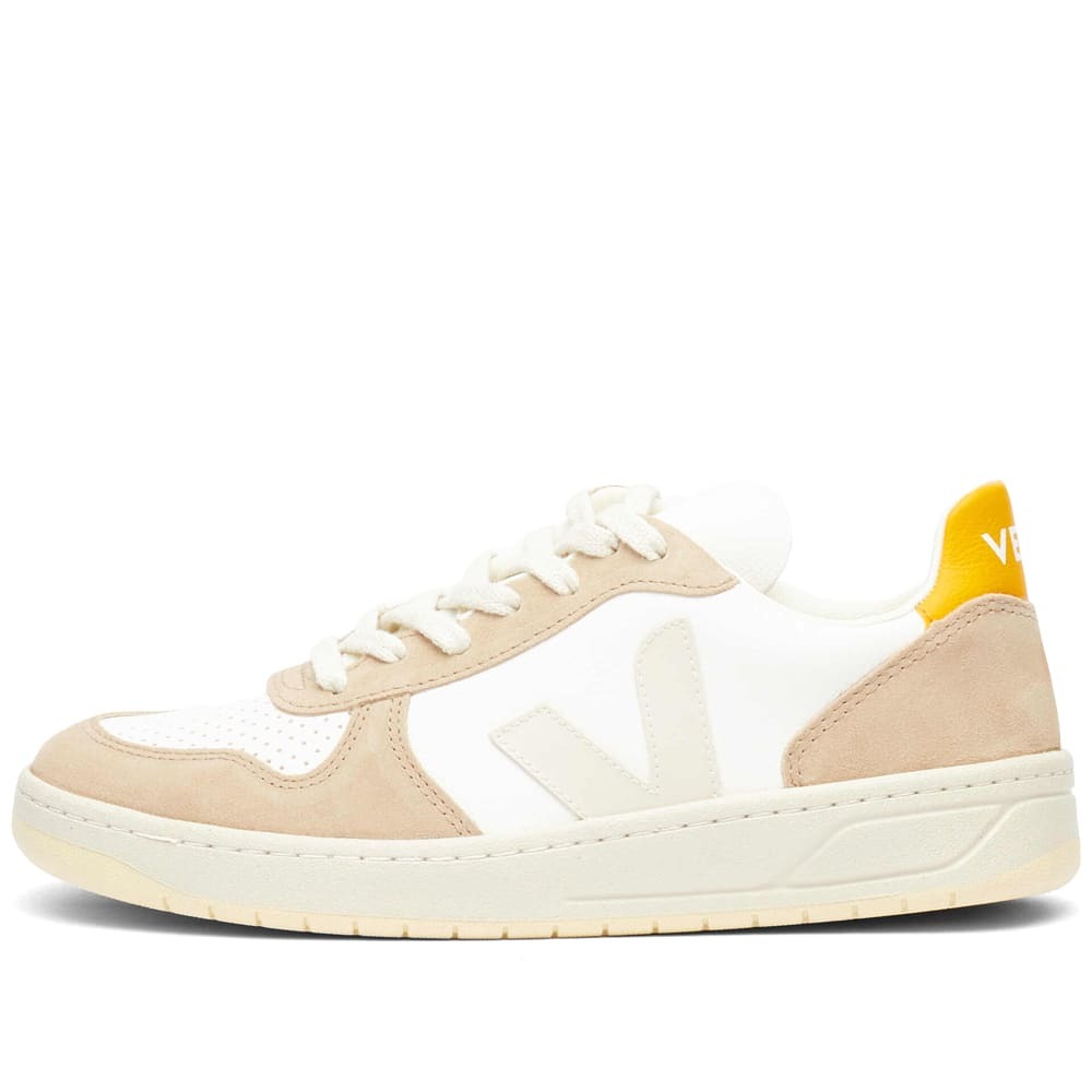 Veja Women's V-10 Sneakers in White/Sahara/Yellow VEJA