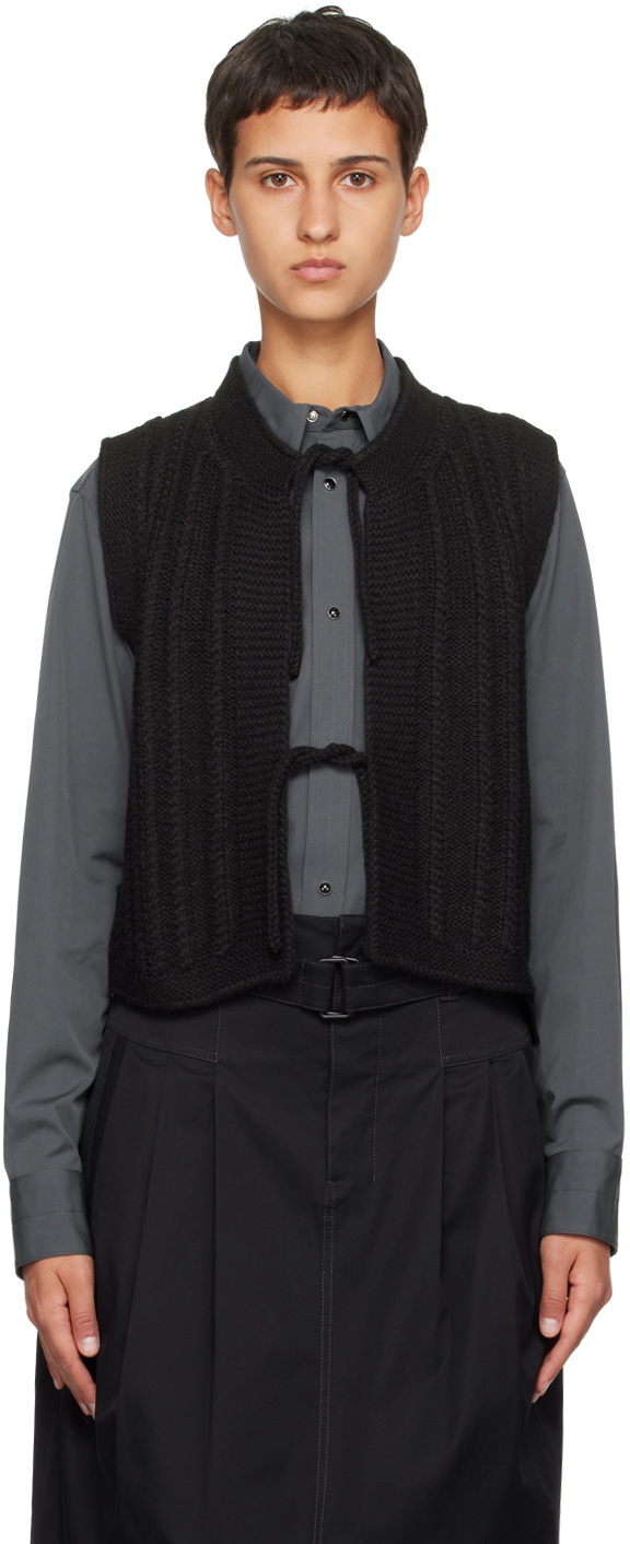 LEMAIRE Black Textured Stitch Vest Lemaire