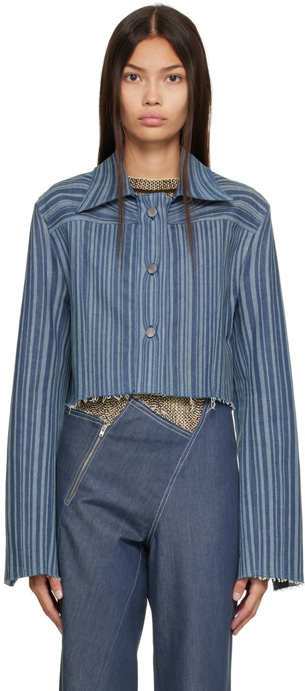 Anne Isabella Blue Striped Denim Jacket Anne Isabella