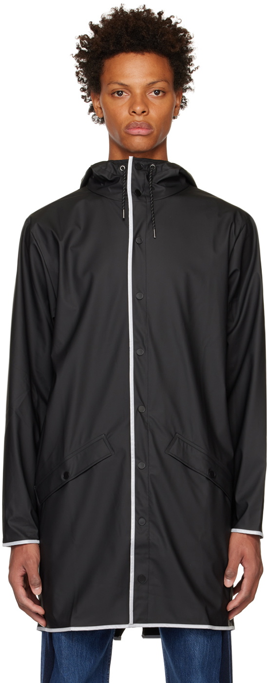RAINS Black Waterproof Rain Jacket Rains