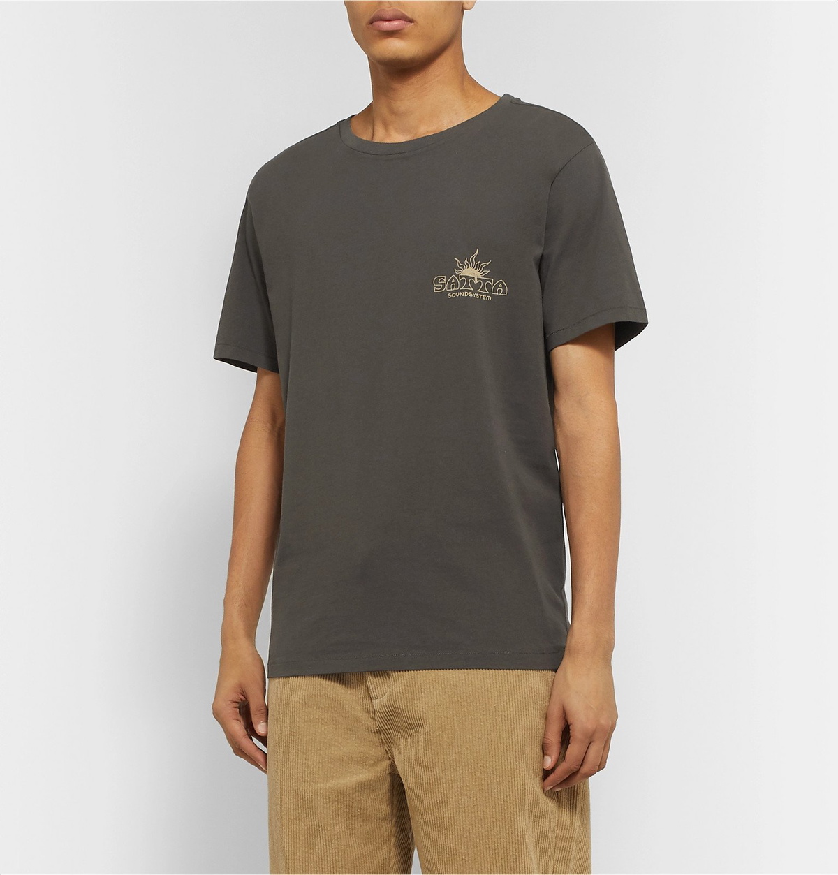 Satta - Logo-Print Organic Cotton-Jersey T-Shirt - Gray Satta