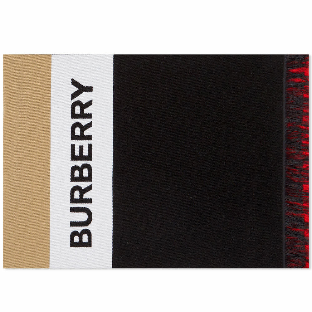 Burberry Women's Contrast Stripe Logo Scarf in Archive Beige Burberry