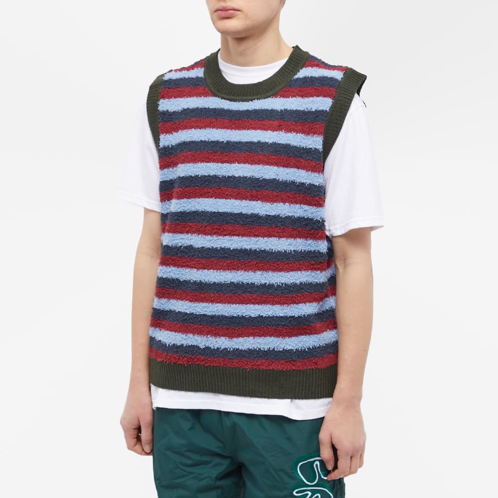 Brain Dead Men's Teddy Fur Striped Vest in Blue Multi Brain Dead