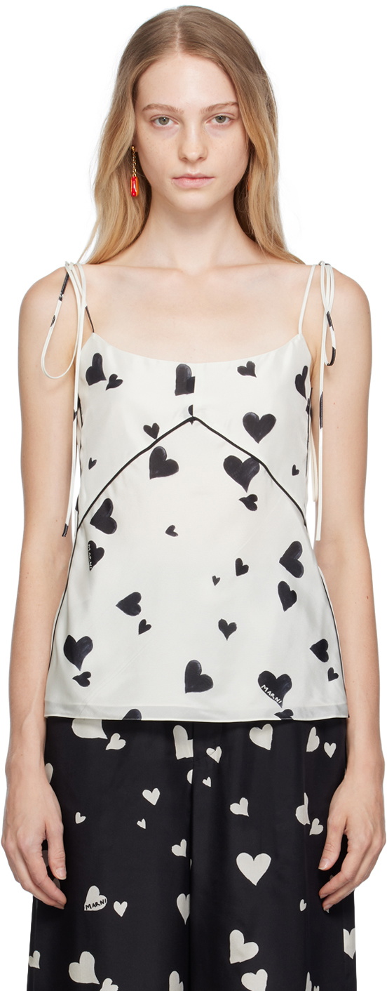 Marni White Bunch Of Hearts Camisole Marni