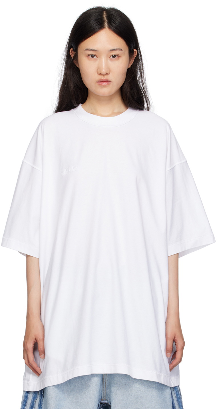 VETEMENTS White Embroidered T-Shirt Vetements