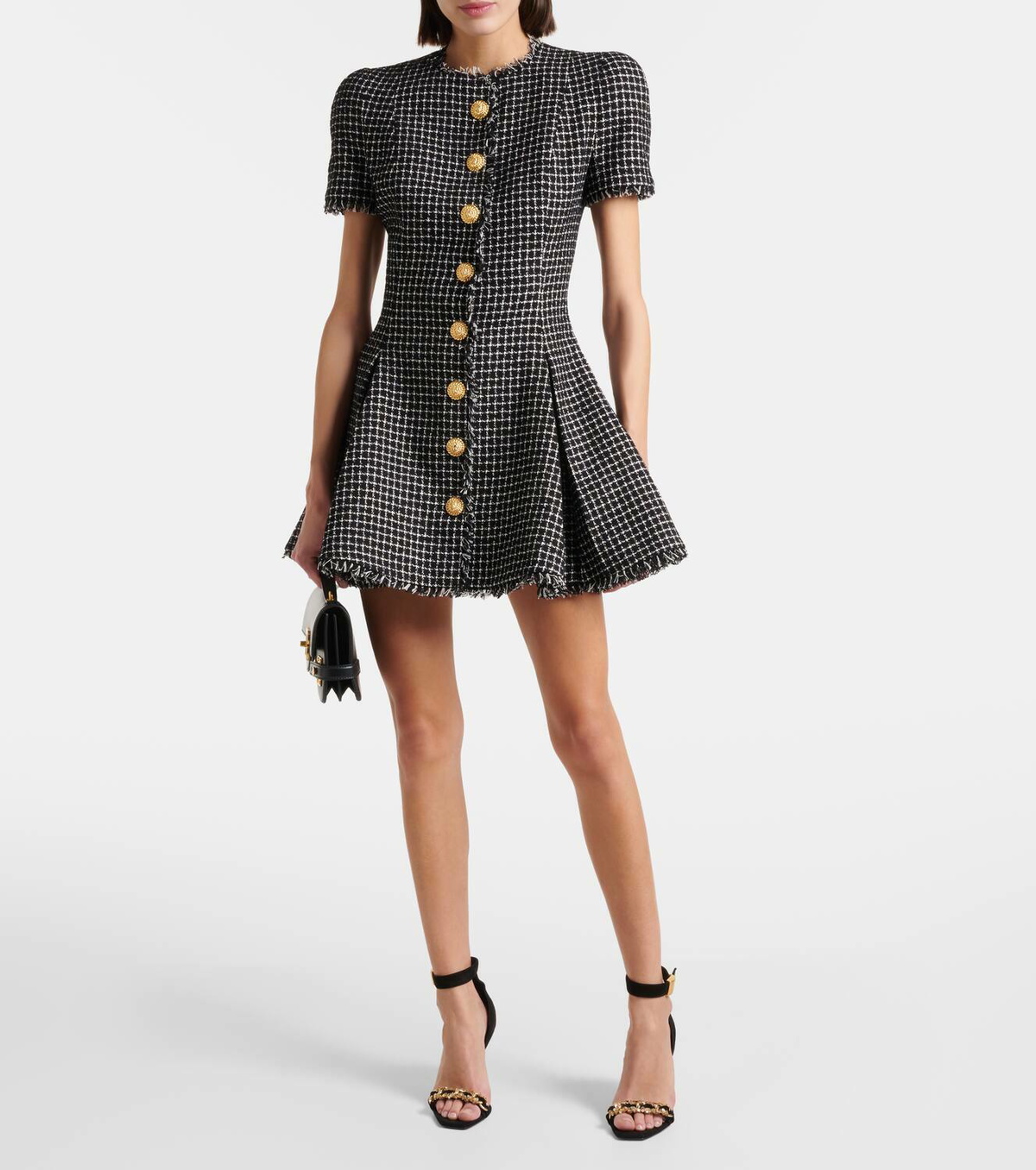 Balmain Pleated cotton-blend tweed minidress Balmain