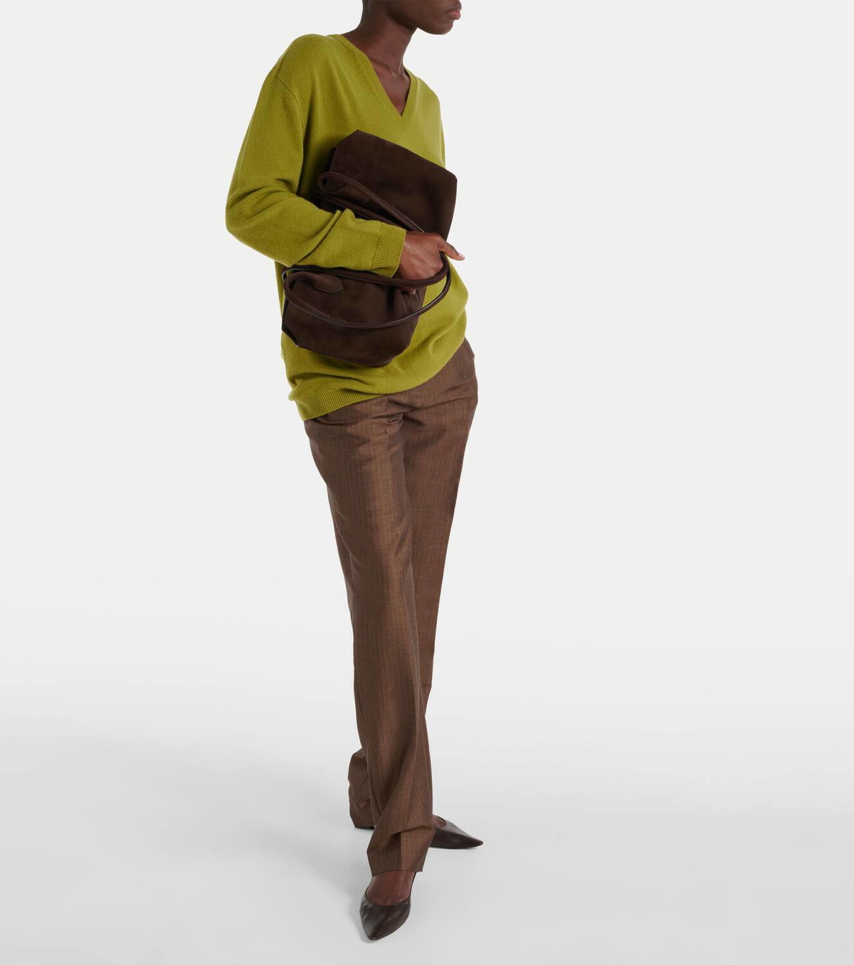 The Row Terrasse Medium suede shoulder bag The Row