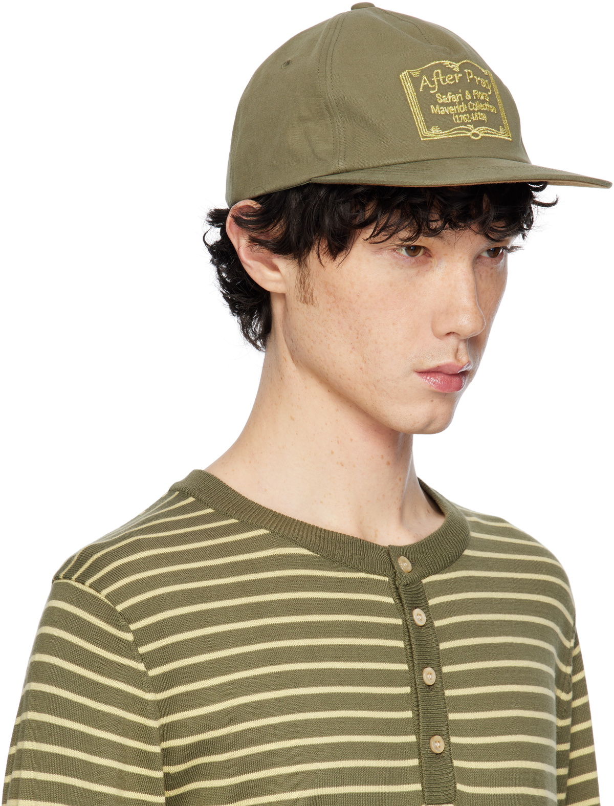 AFTER PRAY Khaki Flora Embroidered Ball Cap