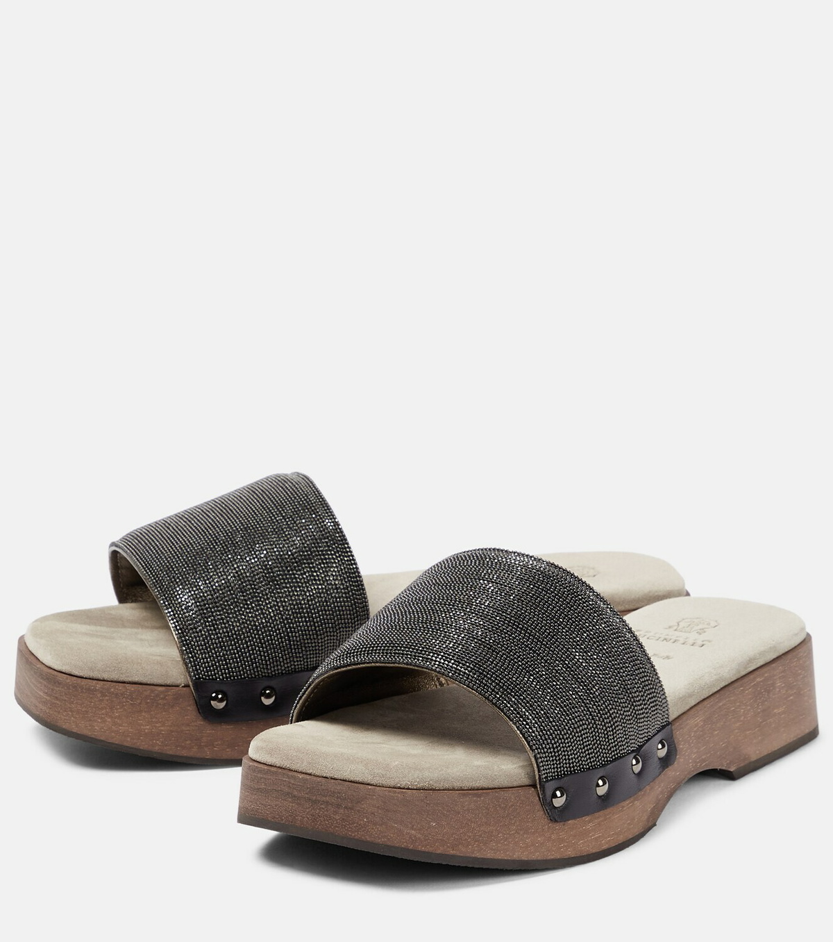 Brunello Cucinelli - Embellished clog slides Brunello Cucinelli
