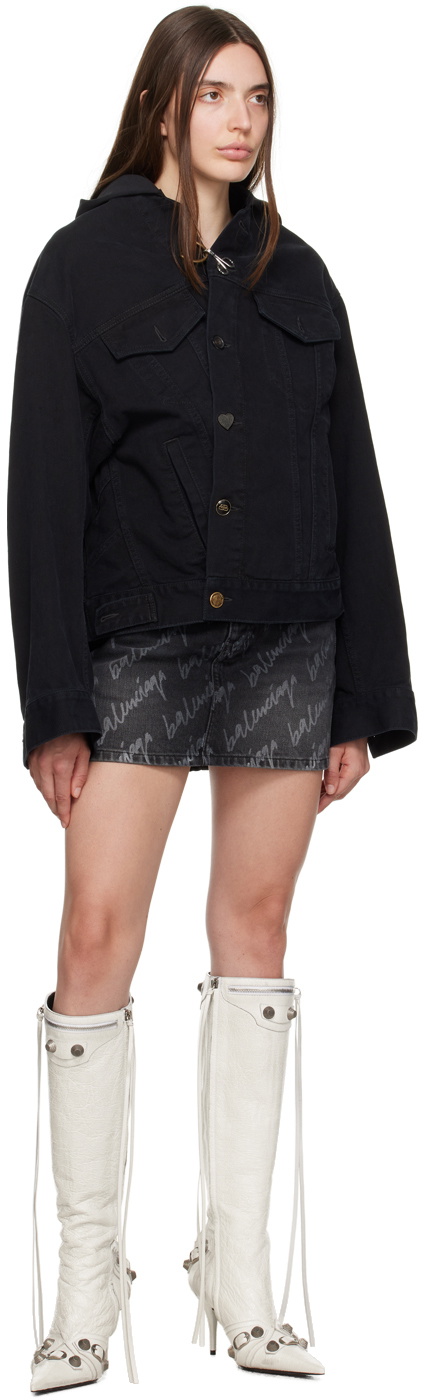Balenciaga Black Hooded Denim Jacket Balenciaga
