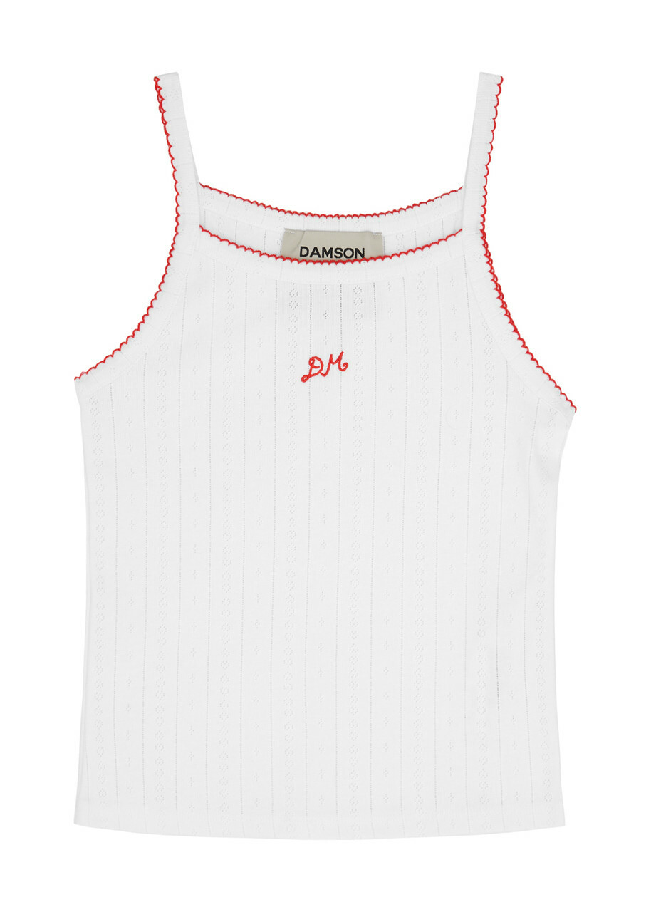 Damson Madder Logo-embroidered Cotton Tank White Damson Madder