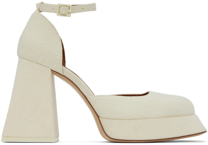 Shushu/Tong Off-White & Burgundy Platform Heels Shushu/Tong