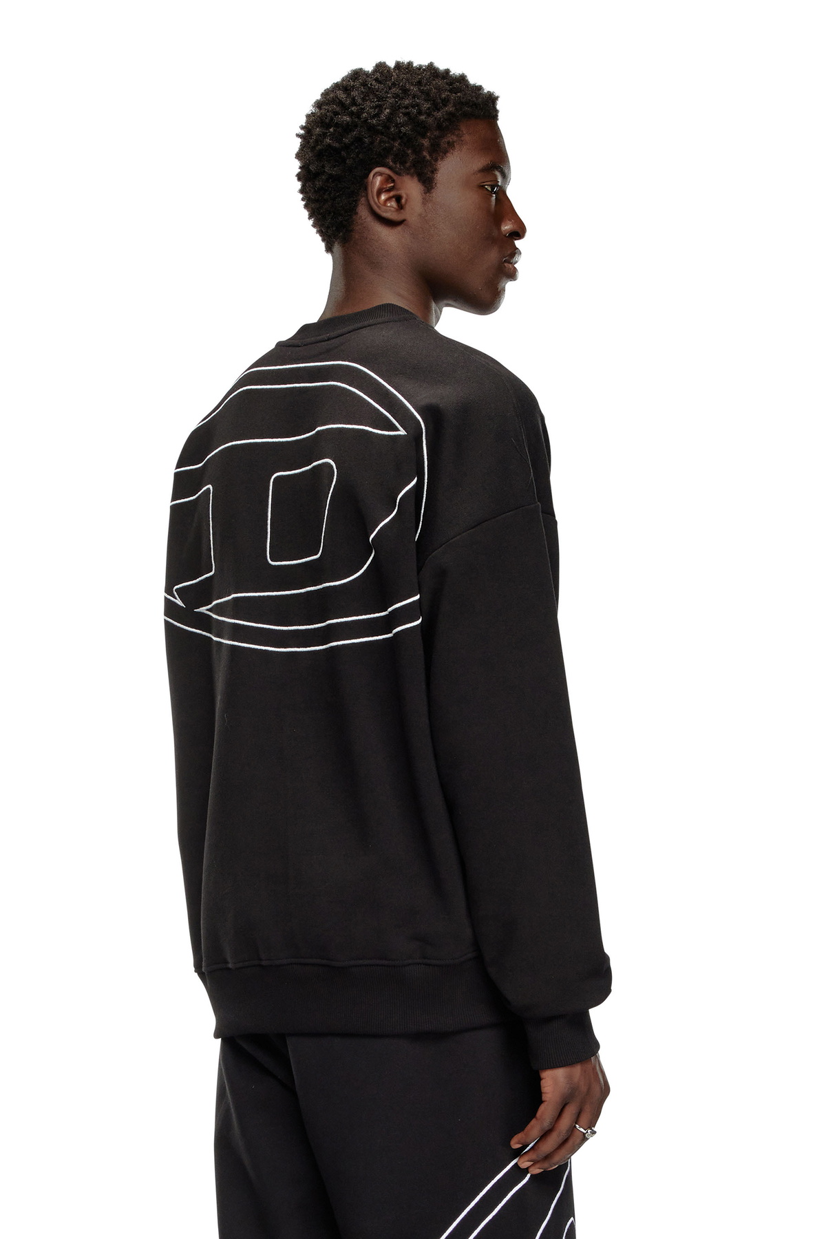 Diesel Sweatshirt with logo embroidery - Sweaters Mens in Black Diesel