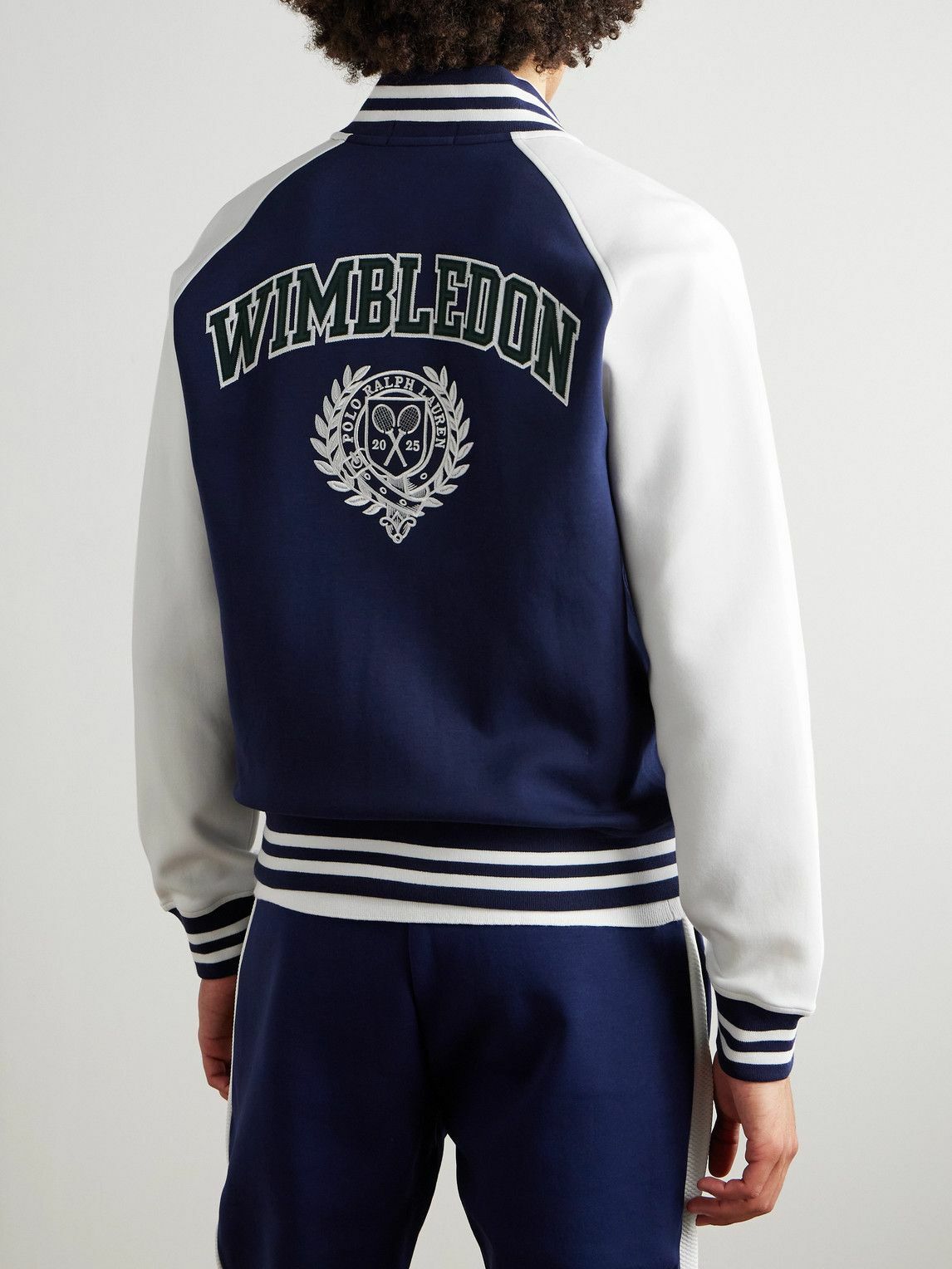 Polo Ralph Lauren - Wimbledon Embroidered Striped Cotton-Blend Jersey ...