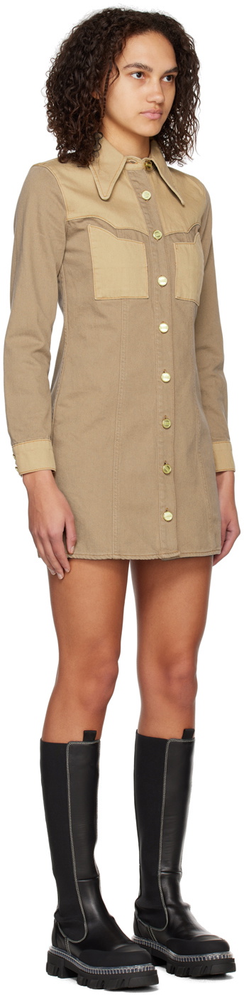 GANNI Tan Cutline Minidress GANNI