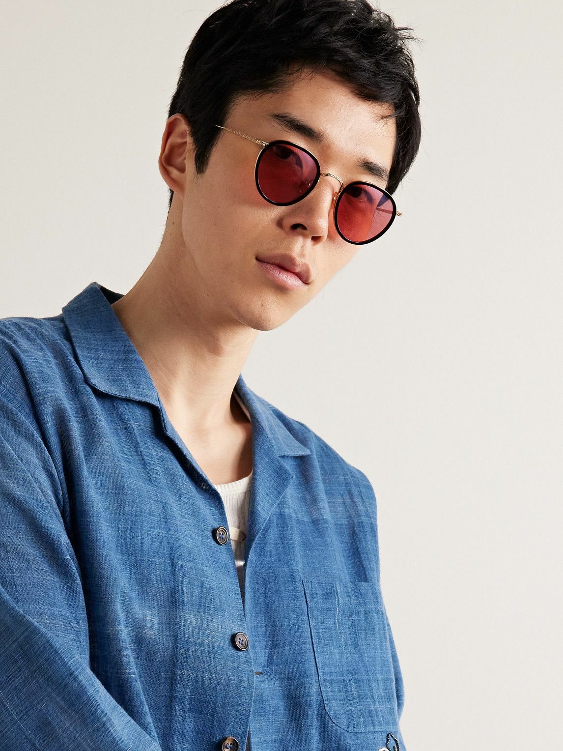 Oliver Peoples - MP-2 Round-Frame Acetate and Gold-Tone Sunglasses ...