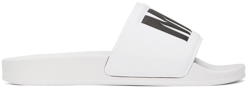 MSGM White Maxi Logo Slides MSGM