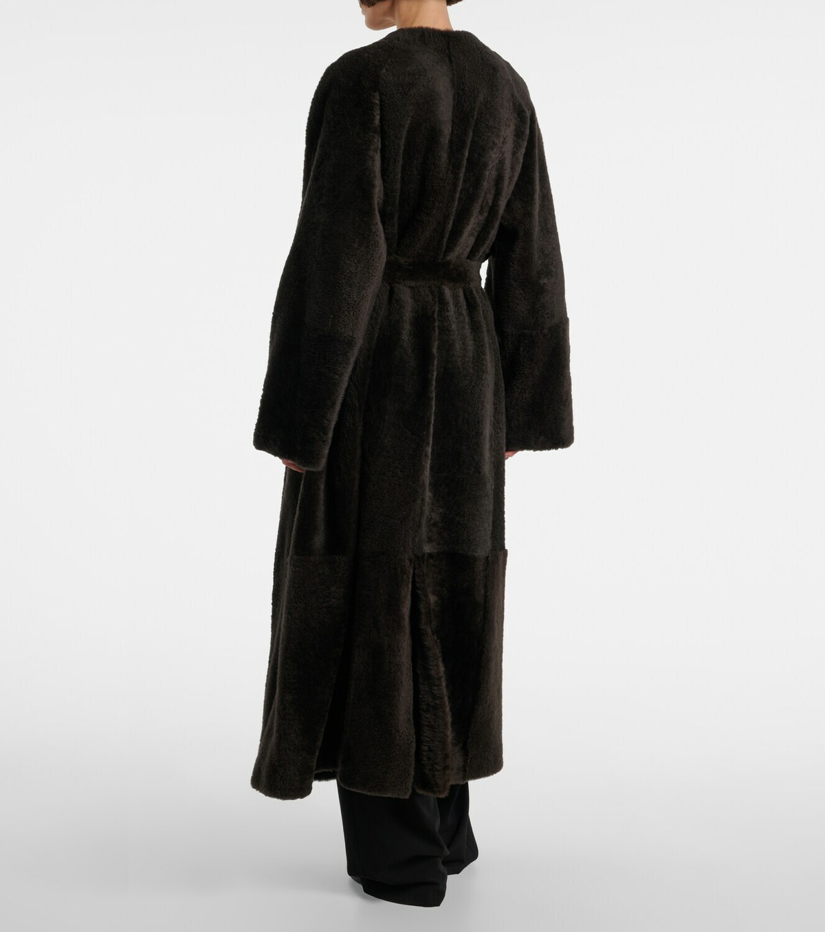 The Row Madelina belted shearling coat The Row