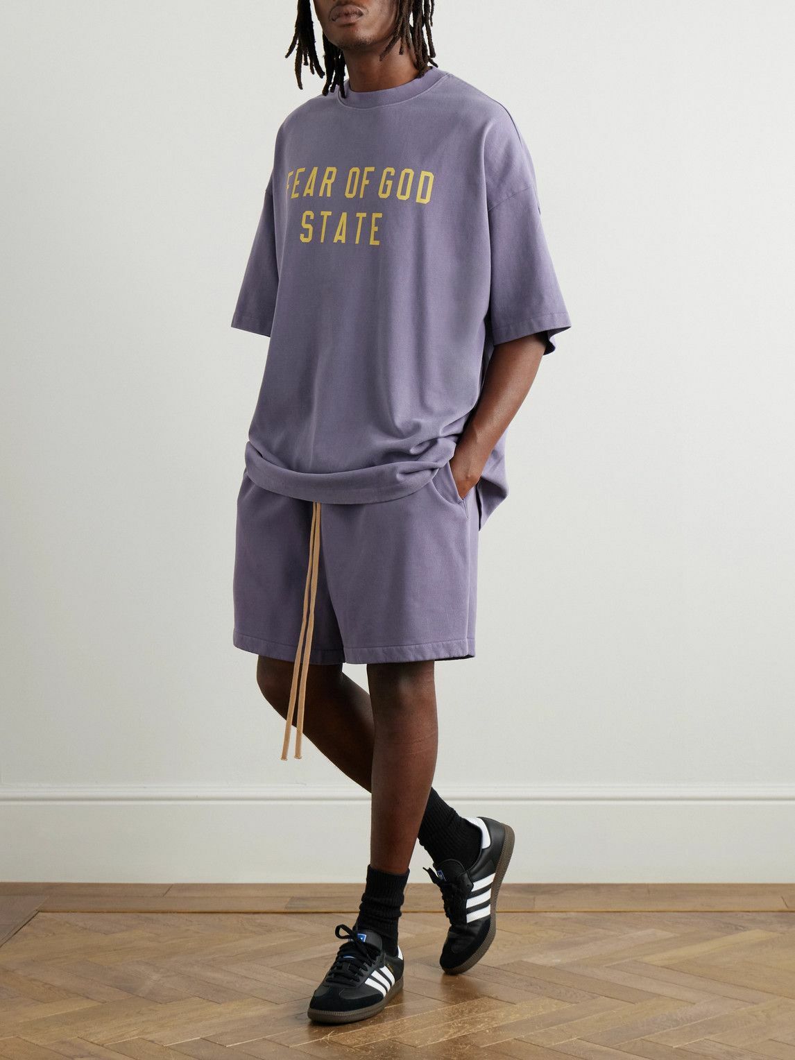 FEAR OF GOD ESSENTIALS - Wide-Leg Logo-Appliquéd Cotton-Jersey ...
