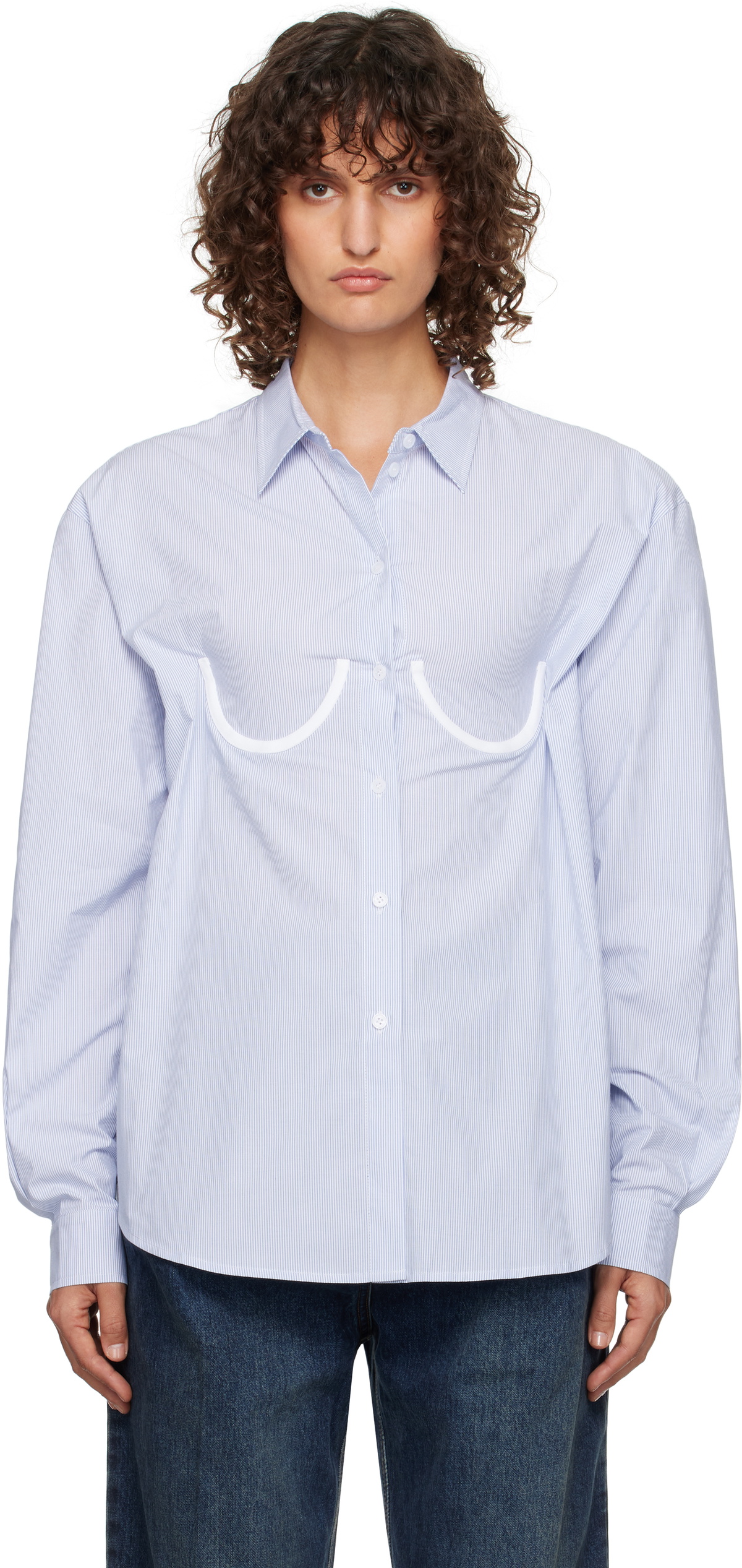 Pushbutton Blue Bra Detail Shirt Pushbutton