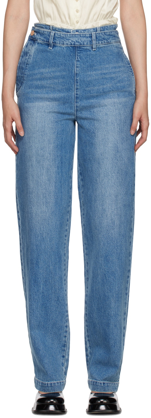 Shushu/Tong SSENSE Exclusive Blue Double Layer Jeans Shushu/Tong