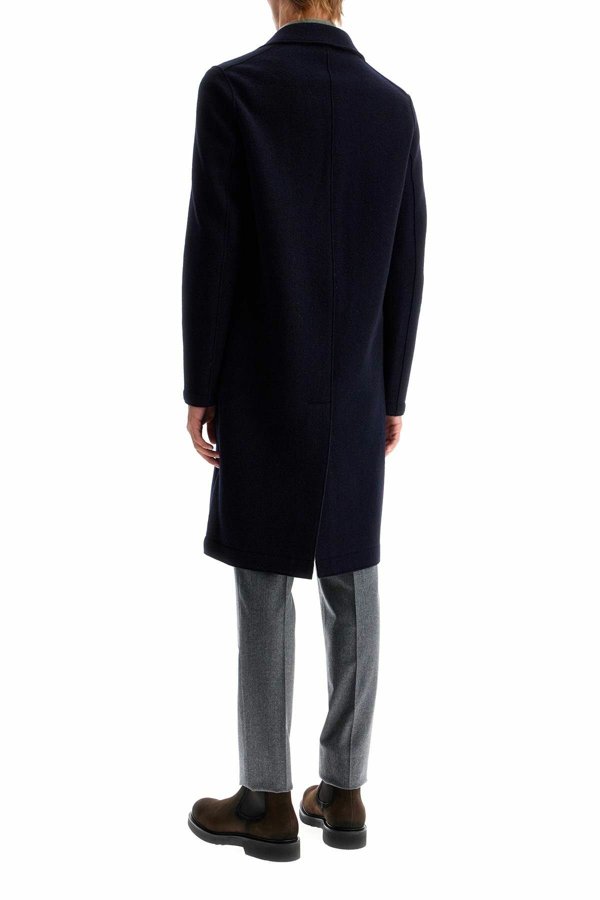 HARRIS WHARF LONDON single-breasted wool coat in boiled Blue Harris ...