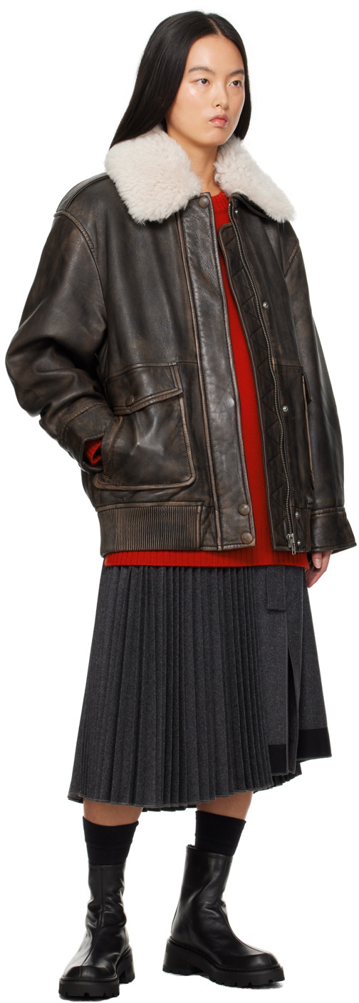 Stand Studio Brown Danata Leather Jacket Stand Studio