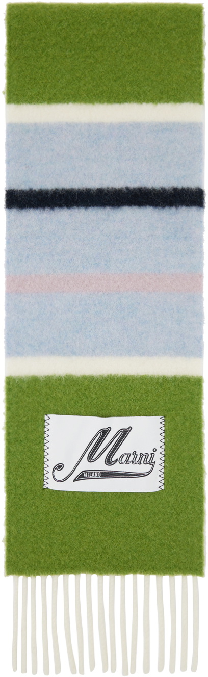 Marni Green Striped Scarf Marni