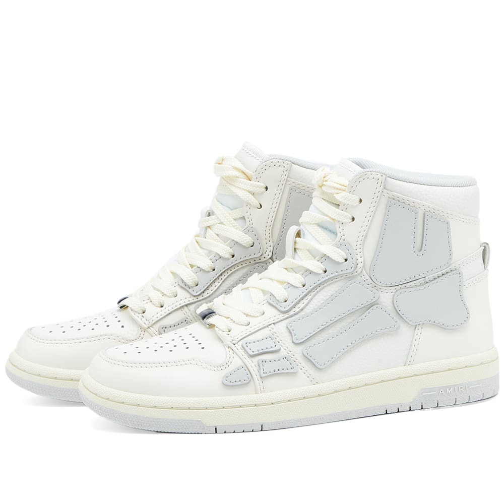 AMIRI Women's Skeleton Hi-Top Top Sneakers in White/Grey Amiri