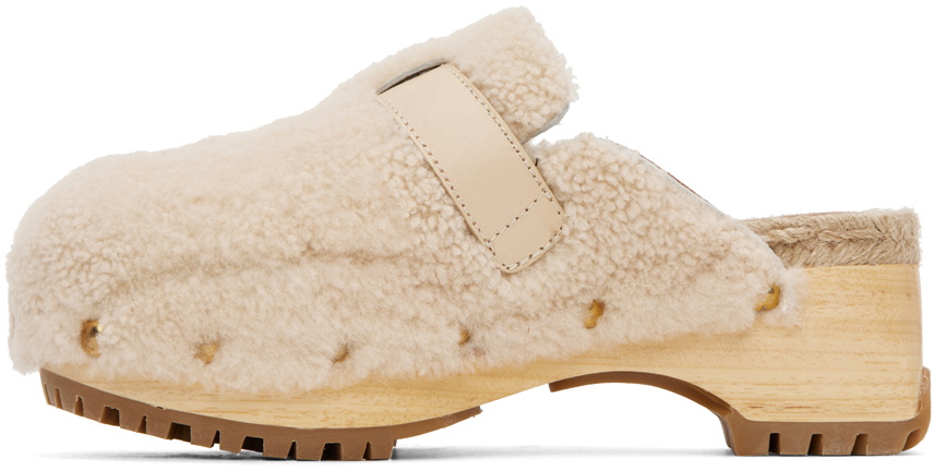 See by Chloé Beige Viviane Shearling Clogs See by Chloe