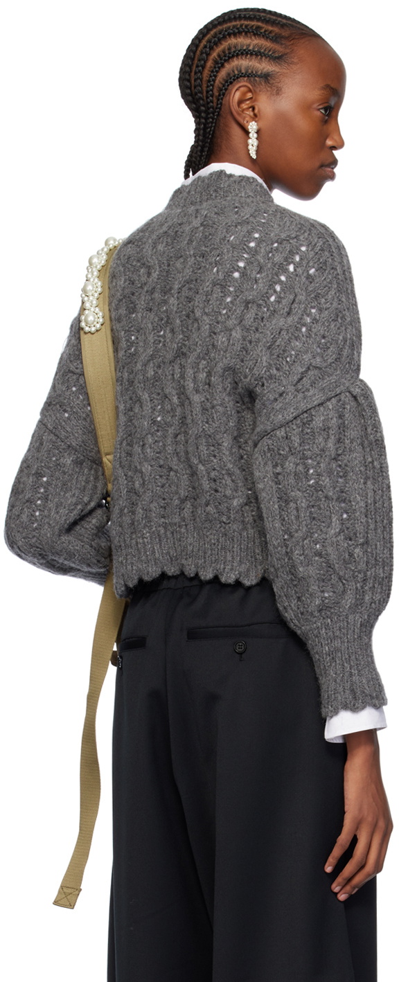 Simone Rocha Gray Ribbon Sweater Simone Rocha