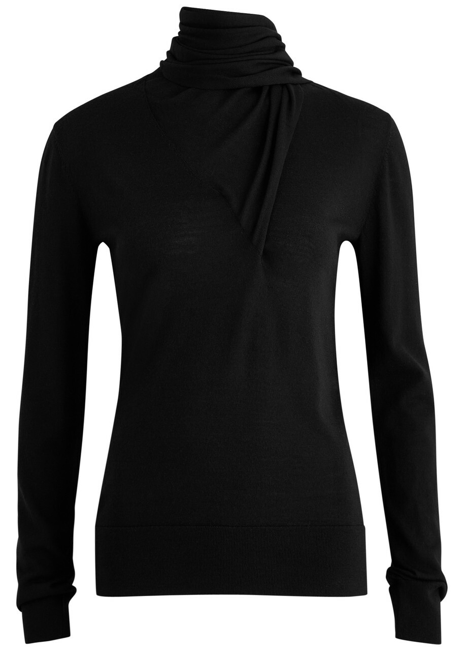 Toteme Scarf-effect Wool-blend Jumper Black Toteme