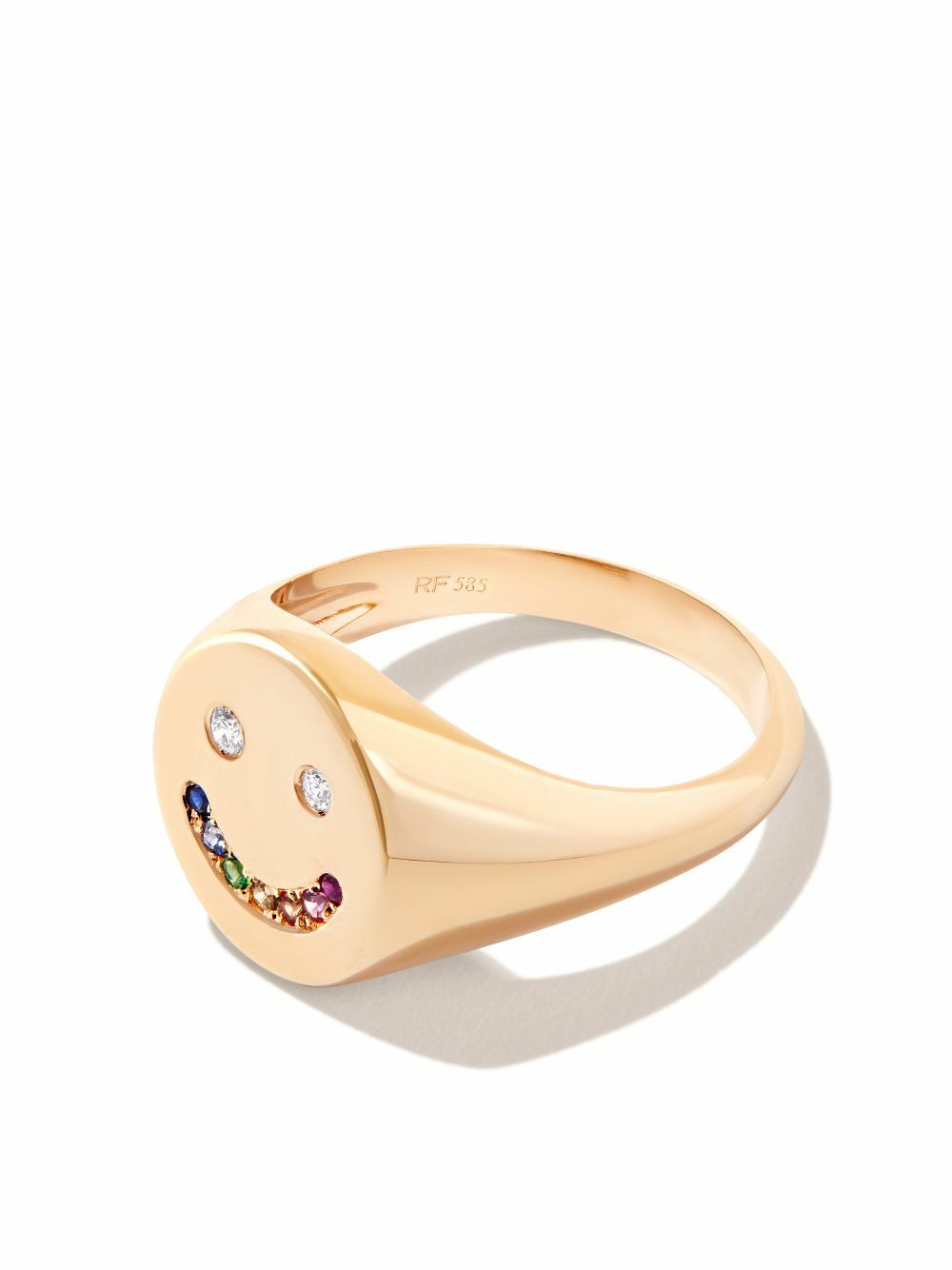 Roxanne First 14K Yellow Gold Rainbow Smiley Sapphire And Diamond Ring Roxanne First
