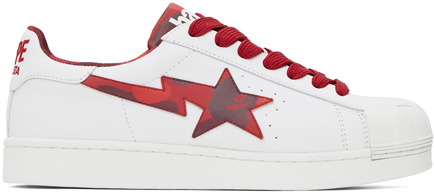BAPE White & Red Skull Sta Sneakers A Bathing Ape