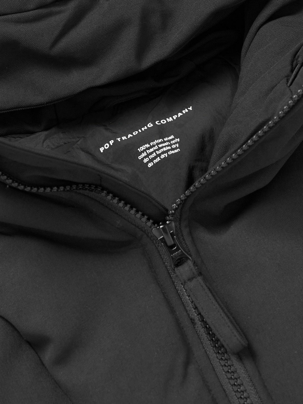 Pop Trading Company - Alex Quilted Nylon Hooded Jacket - Black Pop ...