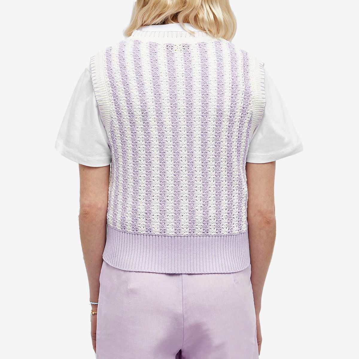 KITRI Women's Marley Lilac Knit Top in Lilac Stripe KITRI