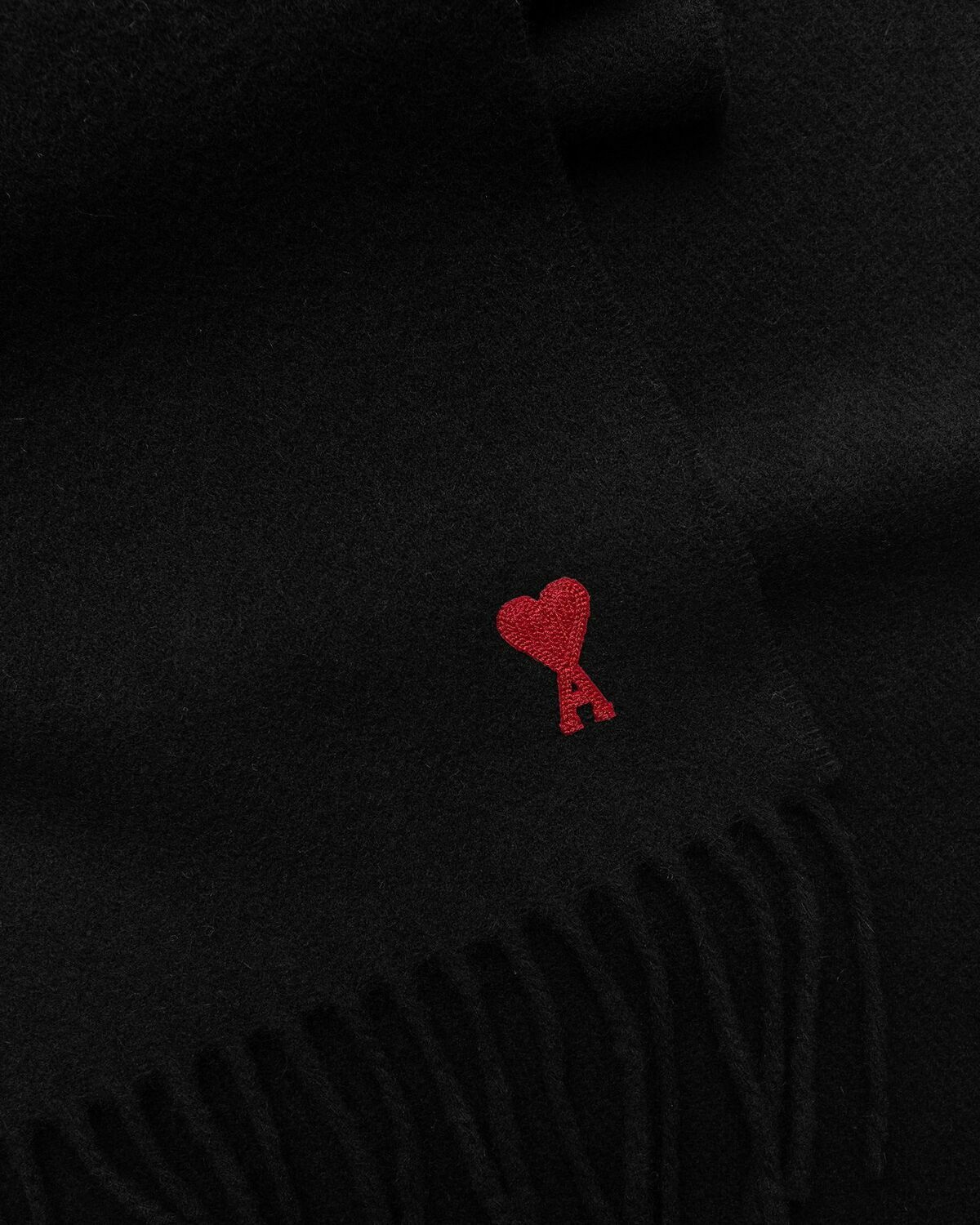 Ami Paris Ami De Coeur Rouge Scarf Black - Mens - Scarves AMI