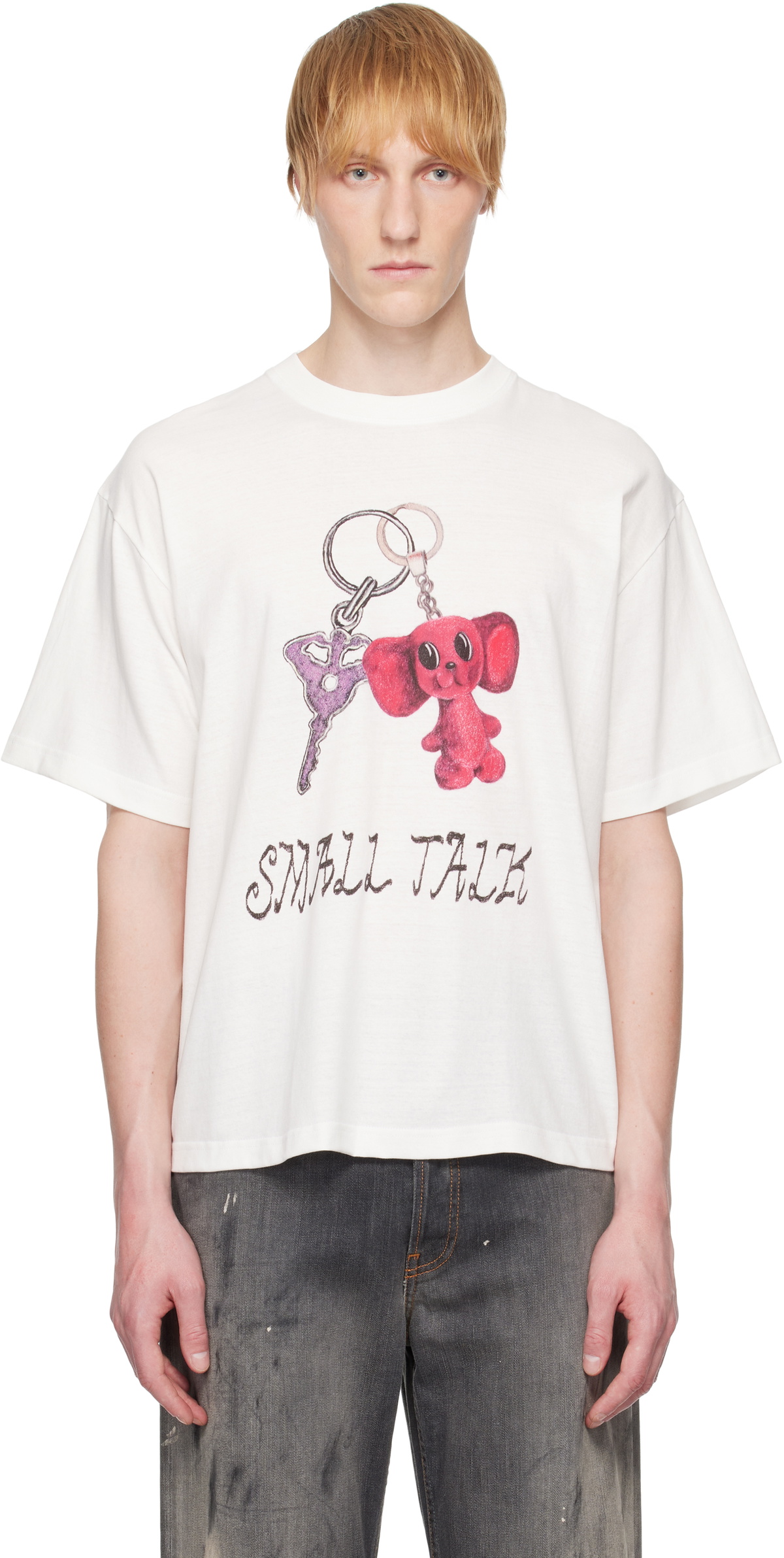 Small Talk Studio White Keychain Print S/S T-shirt Small Talk Studio