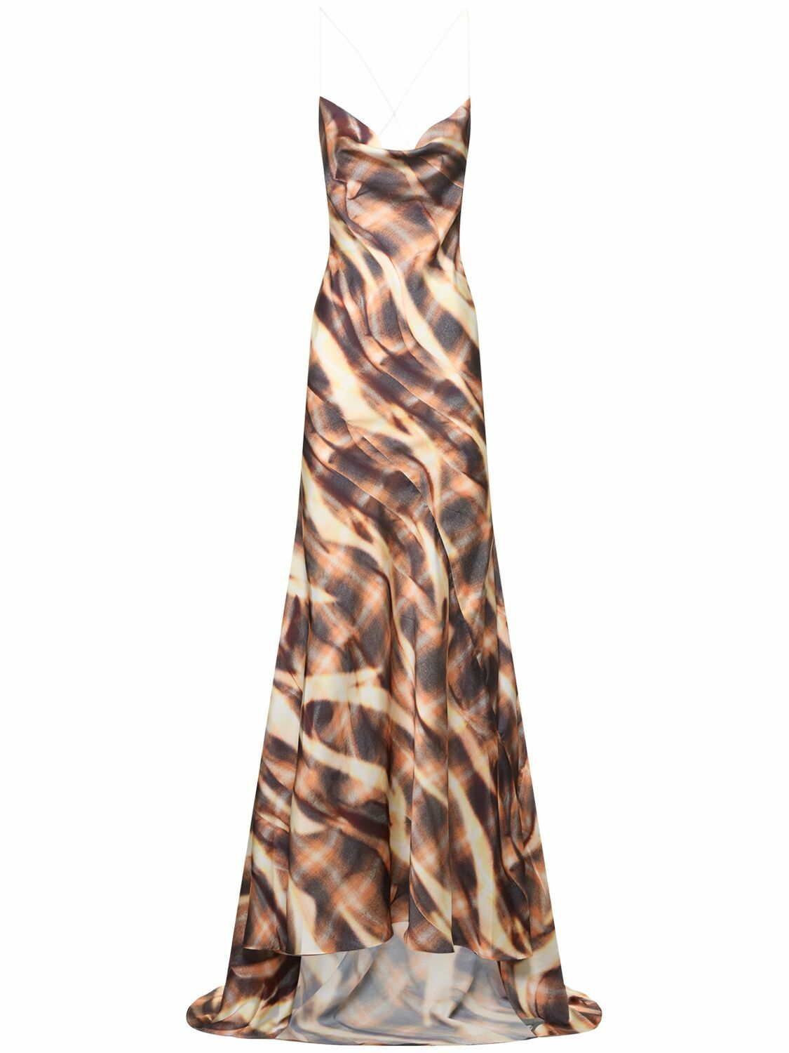 Y/PROJECT Satin Printed Invisible Strap Long Dress Y/Project