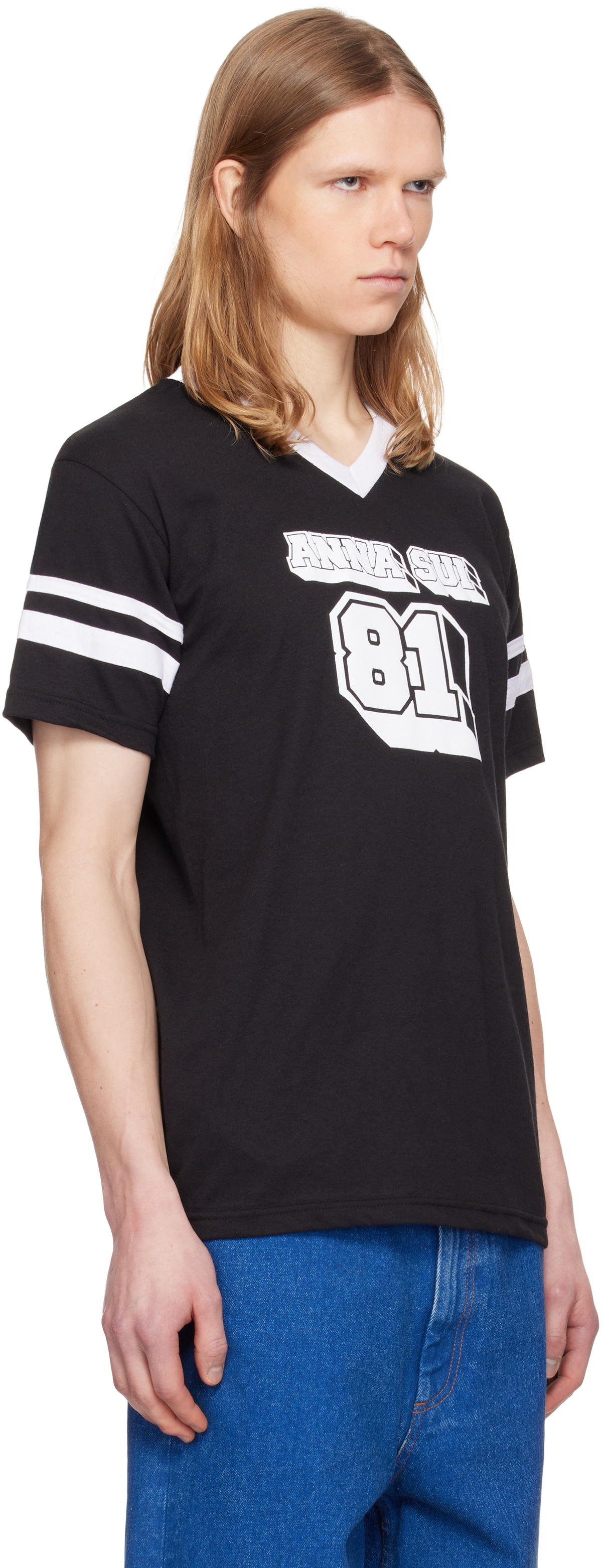 Anna Sui Black & White 'Anna Sui' Logo T-shirt Anna Sui