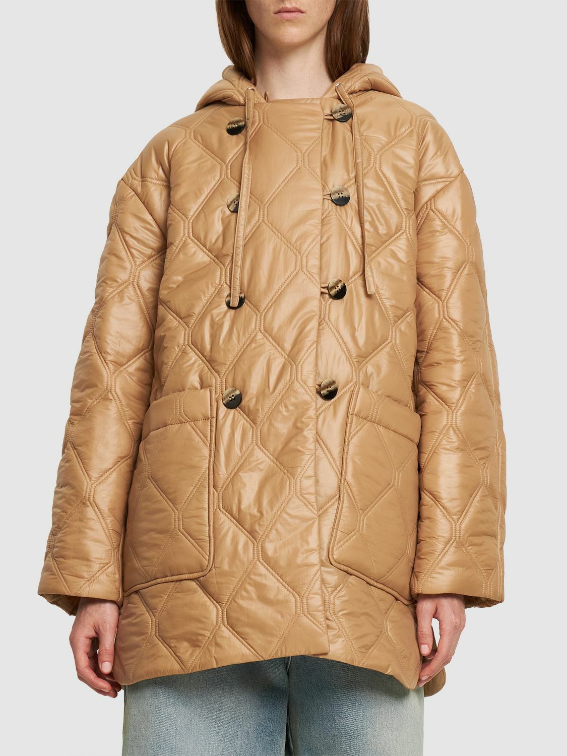 GANNI - Shiny Quilted Hooded Jacket GANNI