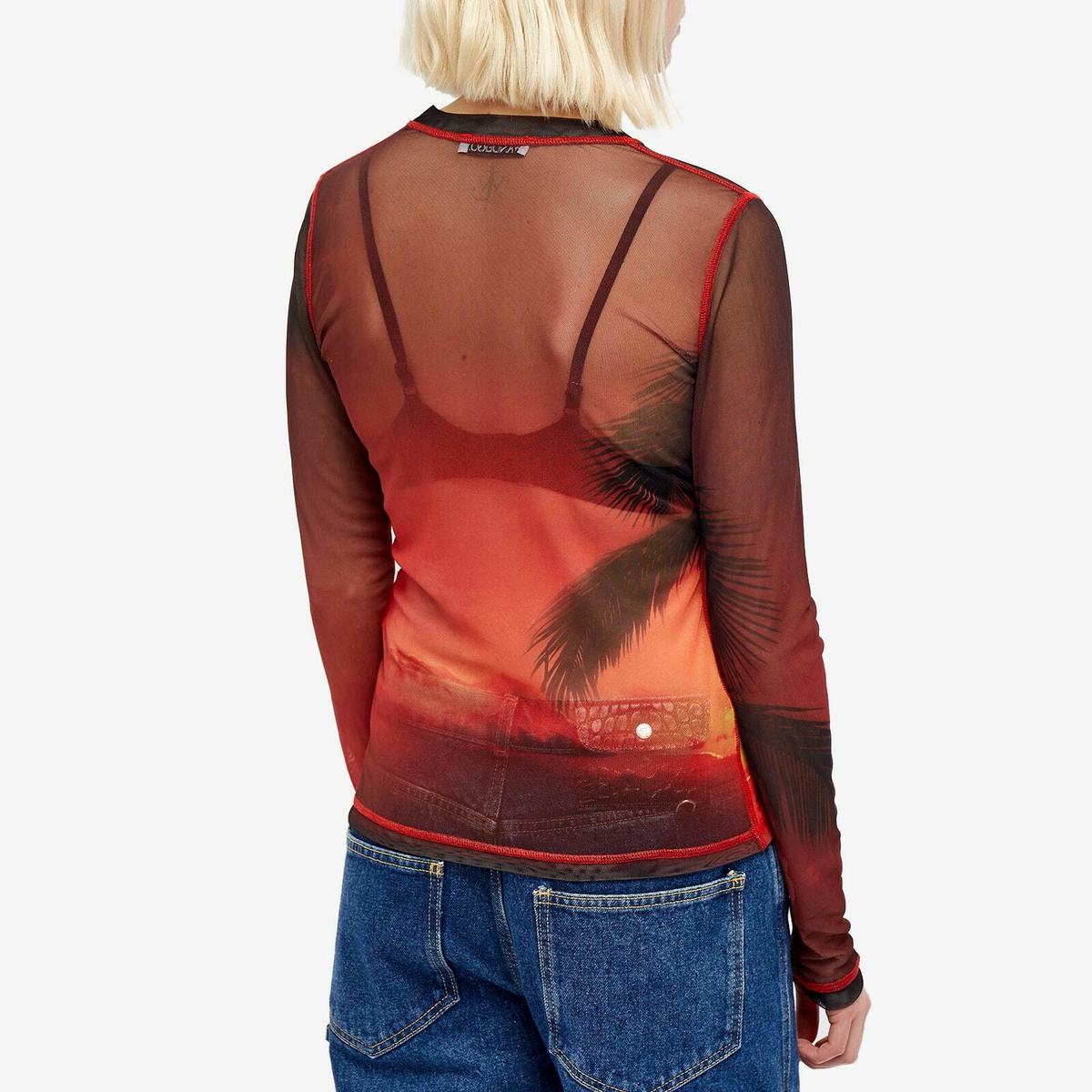 JW Anderson Women's Long Sleeve Sunset Underpinning Top in Red JW Anderson