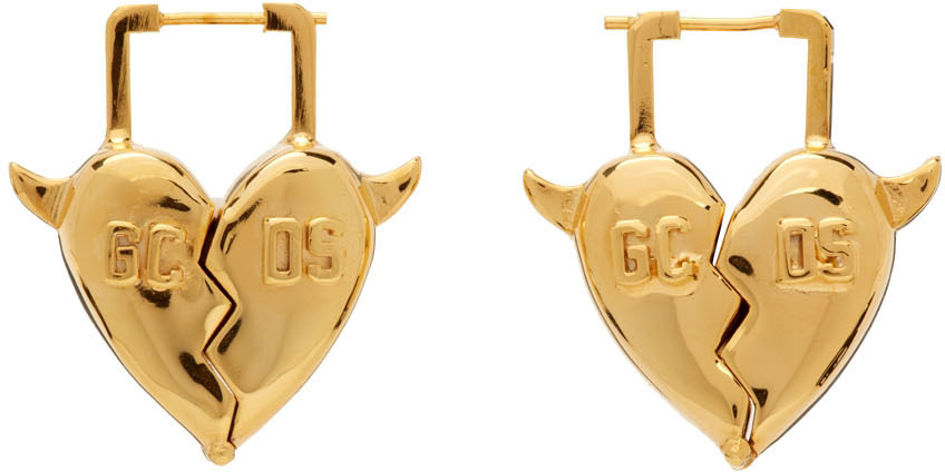 GCDS Gold Heartbreaker Earrings GCDS