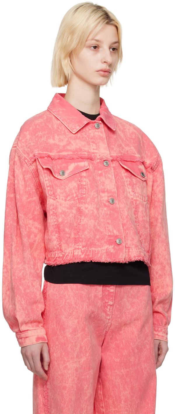 MSGM Pink Cropped Denim Jacket MSGM