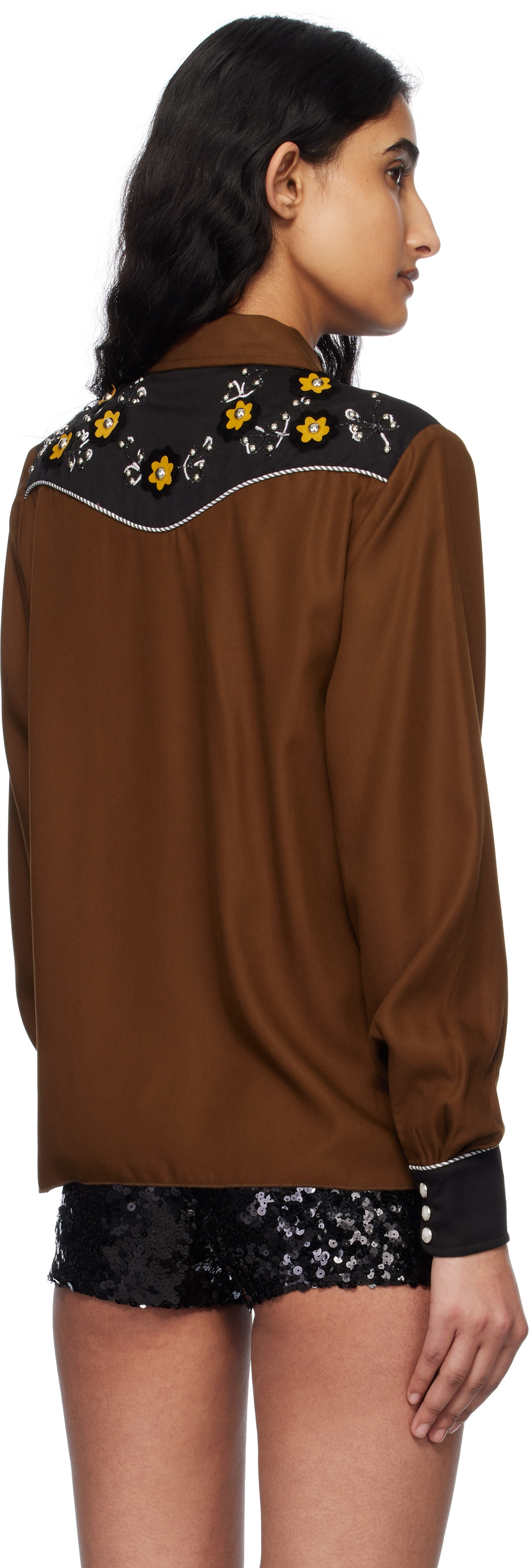 Bode Brown Abilene Western Shirt Bode