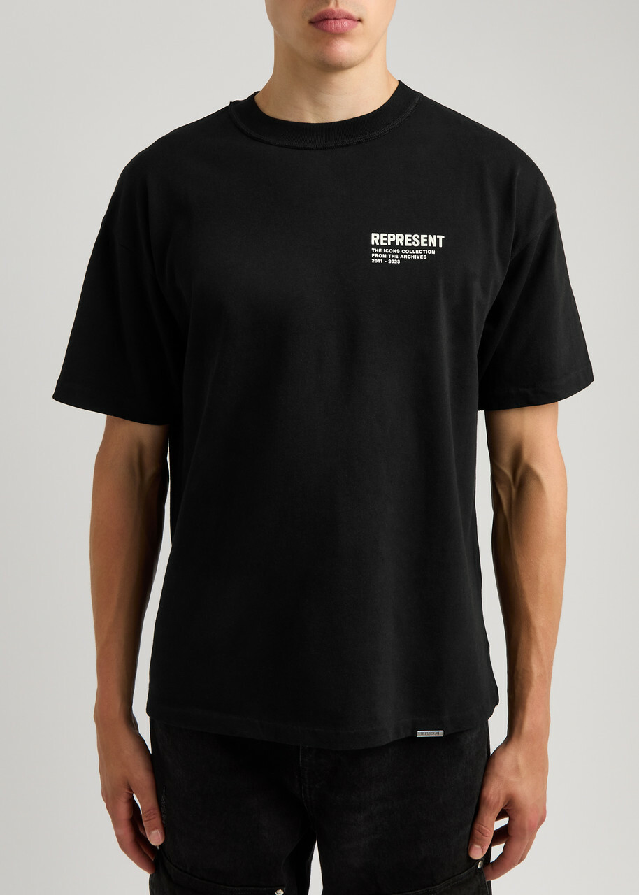 Represent Icons Printed Cotton T-shirt Black Represent