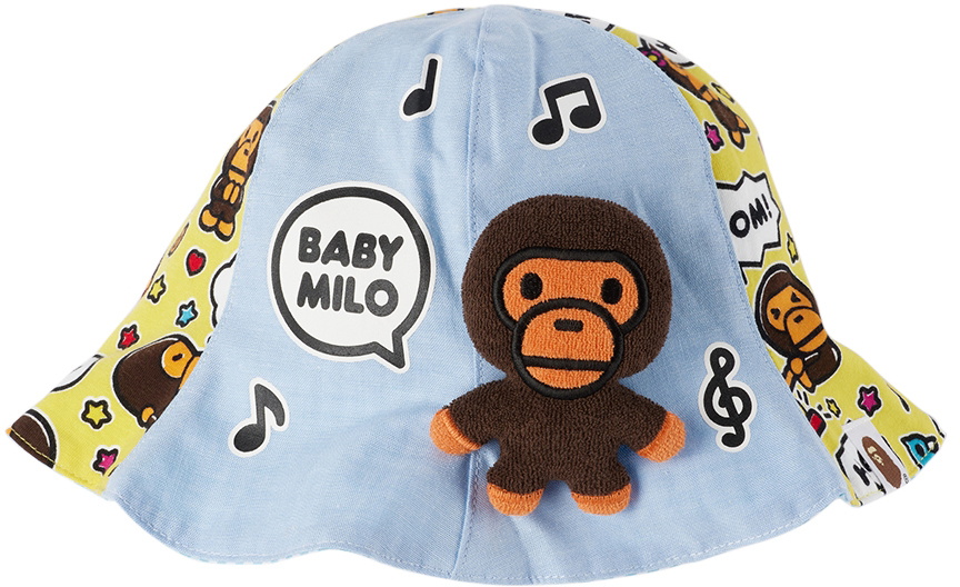 BAPE Kids Blue & Yellow Baby Milo Speech Bucket Hat A Bathing Ape