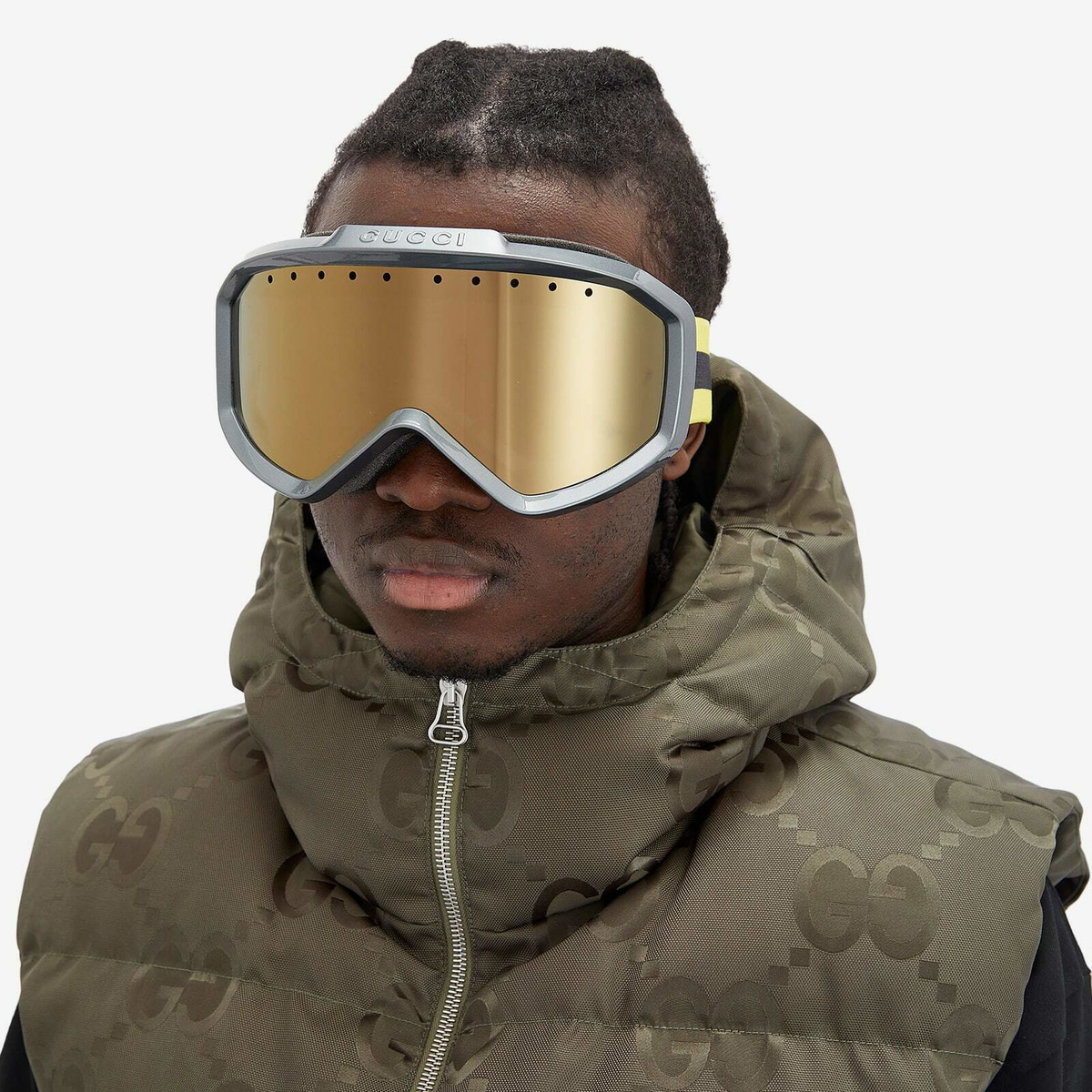 Gucci Ski Mask in Grey/Yellow/Brown Gucci